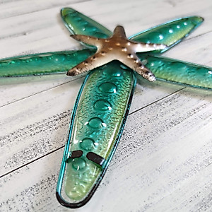 JOYBee Metal&Fused Glass Starfish Wall Art Decor,Sea Life Nautical Home Decor,Wall Art13.25inch*12.75inch, Decoration for Garden,Home,Patio,Kitchen,Bathroom, Coastal Decorations