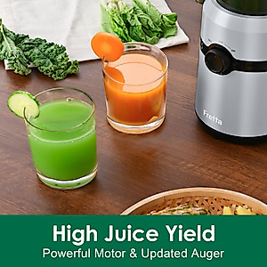 Cold Press Juicer Machines,Fretta Slow Masticating Juicer Machines with 4.25" Large Feed Chute,Fit Whole Fruits & Vegetables Easy Clean Self Feeding,High Juice Yield,BPA Free (Silver)