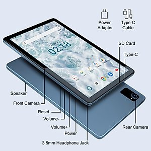 Tibuta Android Tablet 10 Inch, Octa-Core Android 12 Tablet with 7000mAh Battery (Max 14-Hour), 4GB+64GB ROM Gaming Tablets, 10.1 in HD Large Screen Tablet Build in 5+8MP Camera/WiFi/GPS/BT