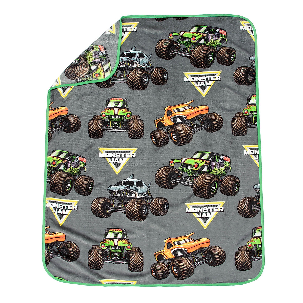 Jay Franco Monster Jam Grave Digger Nogginz Set - 40 x 50 Inch Lightweight Travel Throw Blanket & Pillow - Kids Super Soft 2 Piece Bedding Set