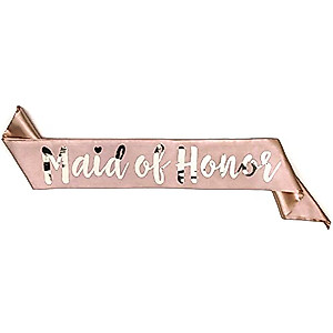 Team Bride Range Individual Sash - Sophisticated & Fun Party Favor for Bachelorette Party, Bridal Shower & Wedding Party - Double-Layer Sewn Satin (Maid of Honor, Rose Gold)