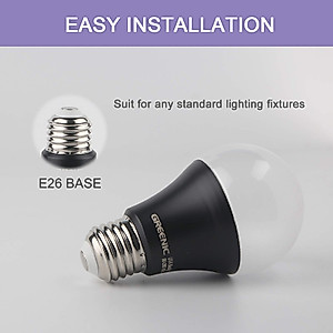 GREENIC UV Led Black Light Bulb 2 Pack, 8W (60W Equivalent) A19 E26 Blacklight Bulb UVA Level 385-400nm, Glow in Dark for Body Paint Club Party Neon Posters