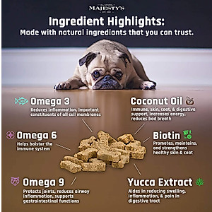 Majesty's Grain-Free Buddy Bites Skin and Coat Wafers for Medium / Large Dogs - Superior Skin, Coat, and Immune Support Supplement - Carob and Sweet Potato Flavored - 56 Count (Up To 8 Week Supply)