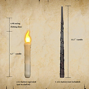 Floating Candles with Wand Remote, Halloween Decorations 12Pcs Magic Hanging Candles, LED Flickering Warm Light Flameless Candles for Party Room Home Ceiling Witch Decor, Halloween Gifts for Kids