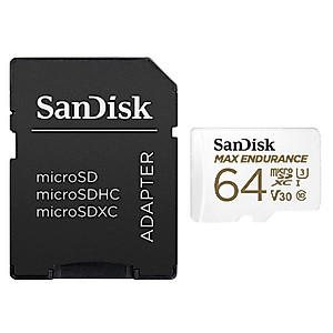 SanDisk MAX Endurance 64GB TF Card MicroSDXC Memory Card for Dash Cams & Home Security System Video Cameras (SDSQQVR-064G-GN6IA) Class 10 Bundle with (1) Everything But Stromboli MicroSD Card Reader