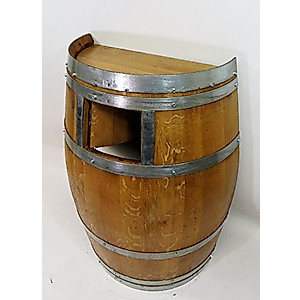 Wine Barrel Waste Receptacle, Lacquer Finished, 26" W x 14" D x 35" W