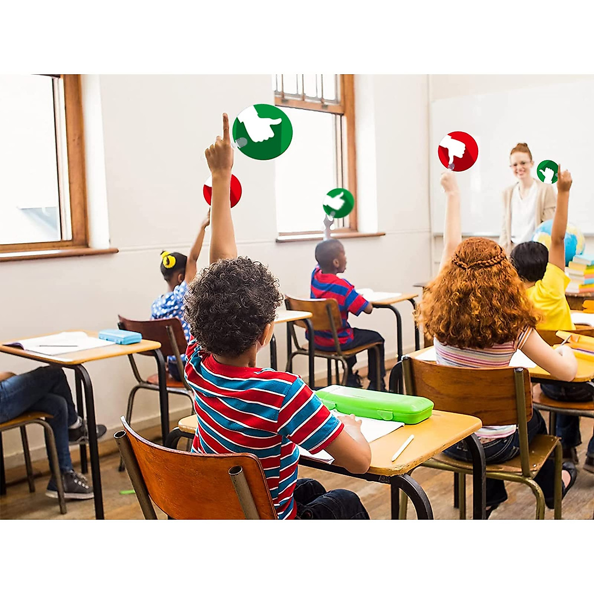 ATOM GROUP Thumbs Up Thumbs Down Paddles for Classroom Voting Teacher Classroom Event Supplies Teacher Student Interaction Signs Childhood Education Materials Auction Paddles 24 Pcs