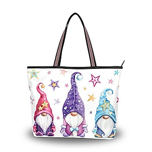 Women Tote Top Handle Shoulder Bags, Magic Gnomes with Stars Tote Bags Purses Daily Use, Tote Purse for Women