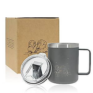 Coreflex 12 oz Insulated Coffee Mug with Handle & Lid, Stainless Steel Double Walled Vacuum Insulated Tumbler Cup, Travel Coffee Cup Thermal Cup - Home, Office, Travel, Outdoor, Camping