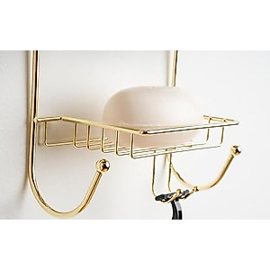 SIMPLI COZY Large Iron Gold Shower Caddy – No Drilling Required – Two-Tier Storage – Razor & Loofah Holders – Ideal for Modern & Clean Aesthetic Decor 4.5" D x 12" W x 27" H