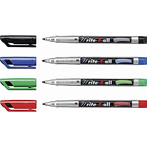 STABILO - Permanent Marker - Write-4-All - Medium - Pack of 4 - Blue, Red, Green, Black