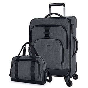 BAGSMART 2 Piece Luggage Sets, Expandable 20 inch Carry on Luggage Airline Approved, Lightweight Carry on Suitcase with Spinner Wheels, Family Travel Suitcase Set with Duffle Bag
