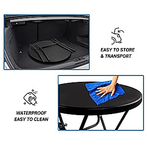 Byliable 32in Cocktail Table High Top Folding Table, Portable Bar Height Folding Table Round with Removable Legs, Indoor Outdoor Banquet Table for Parties, Commercial, Speech, School- Granite Black