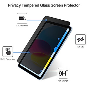 ProCase 1 Pack Privacy Screen Protector for iPad 10th Generation 10.9 Inch 2022 Model, Anti-Spy Tempered Glass Film for iPad 10 gen 10.9"