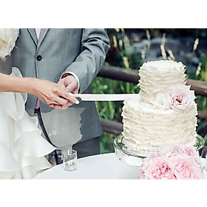 BEKESIN Wedding Cake Knife and Server Set, Silver Cake Cutting Set for Wedding 2024, 4 Piece Cake Knife Set with Forks for Engagements, Weddings and Anniversaries