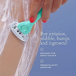 Billie Razors for Women Shave Kit – Razor + 4 x 5-Blade Razor Refills + Magnetic Holder – Minty