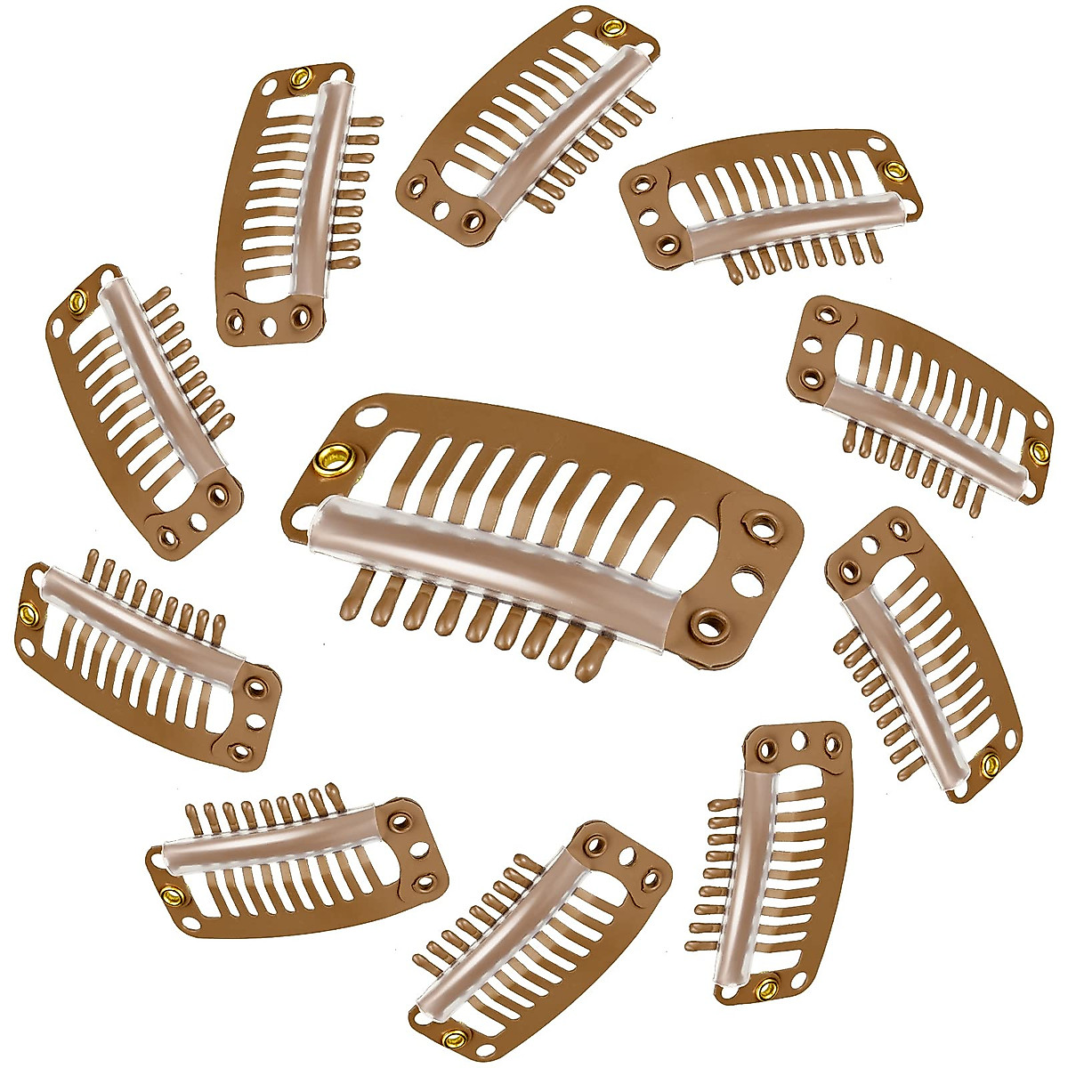 WILLBOND 30 Pieces 32 mm 9-teeth Hair Extension Clips (Light Brown) for Women Hair Extensions DIY