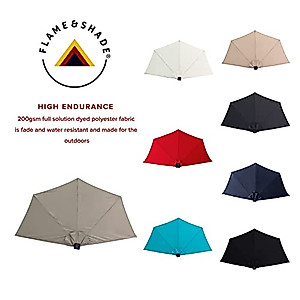 FLAME&SHADE 9 ft Half Round Solar Powered Outdoor Market Patio Table Umbrella for Wall Balcony with LED Lights and Tilt, Taupe