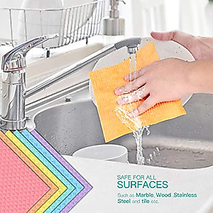 Jekayla Swedish Dishcloth Cellulose Sponge Cloths，Eco-Friendly Reusable Cleaning Cloths for Kitchen, 12 Pack of Absorbent Dish Washing Paper Towel (Multi)