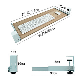 V3VOGUE 5 Colors Wooden Keyboard Tray Under Desk Slide-Out Keyboard Drawers Platforms - Install Without Drilling - for Home/Office/Club Computer Desk Extender Keyboard Shelf