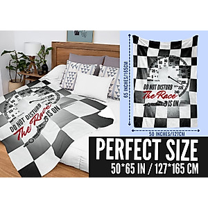 InnoBeta Car Racing Gifts, Cool Speed Racing Car Throw Blanket for Kids Boys 50"x65", Perfect for Sofa Bed Couch, Checkered Flag Racing Speed Blanket