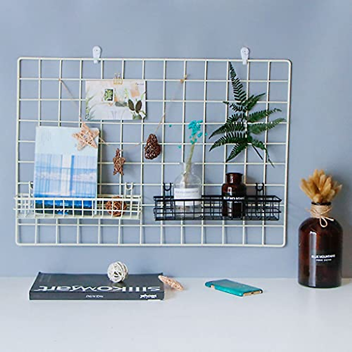 Prettyia 3 pieces Metal Wire Basket Rack Mountable Wire Organizer Storage Flower Pot Display Decor