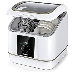 Countertop Dishwasher, IAGREEA Compact Portable Dishwasher With 7 Washing Programs, Auto Water Injection, Anti-Leakage, Fruit & Vegetable Soaking, For 4 Sets of Tableware