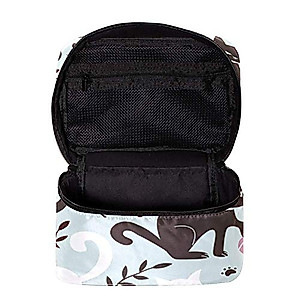 White And Black Cat Play Dime Ball Women Portable Travel Accessories with Mesh Pocket Makeup Cosmetic Bags Storage Organizer Multifunction Case