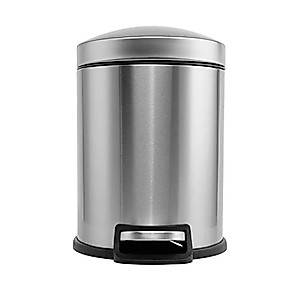 Innovaze 1.32 Gal./5 Liter Stainless Steel Round Step-on Trash Can for Bathroom and Office