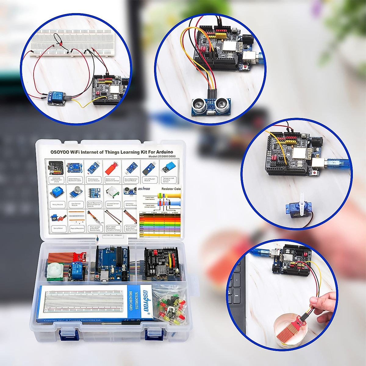 OSOYOO WiFi Internet of Things Learning Kit for Arduino | Include ESP8266 WiFi Shiled | Smart IOT Mechanical DIY Coding for Kids Teens Adults Programming Learning How to Code