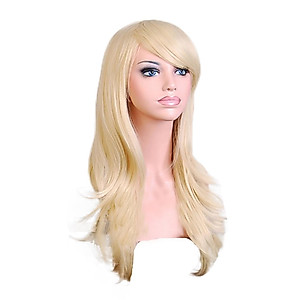 AneShe Wigs 28" Long Wavy Hair Heat Resistant Cosplay Wig for Women (Light Blonde)