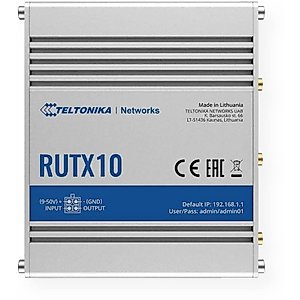 Teltonika RUTX10000200 Professional Ethernet Router, US PSU, 4 x Ethernet Ports, Digital Input/Output for Remote Monitoring, Compatible with Teltonika Remote Management System