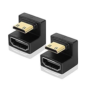GINTOOYUN U Shape Mini HDMI to HDMI Adapter 8K Mini HDMI Male to 180 Degree HDMI Female Extension Adapter for Camera,Laptop,Tablet,HDTV,Projector 2 PCS(UP)