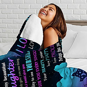 Coolim Daughter Gift from Mom, to My Daughter Blanket from Mom, Daughter Gifts, Halloween Christmas Birthday Gifts for Daughter (Daughter Gift from Mom, 60" L x 50" W)