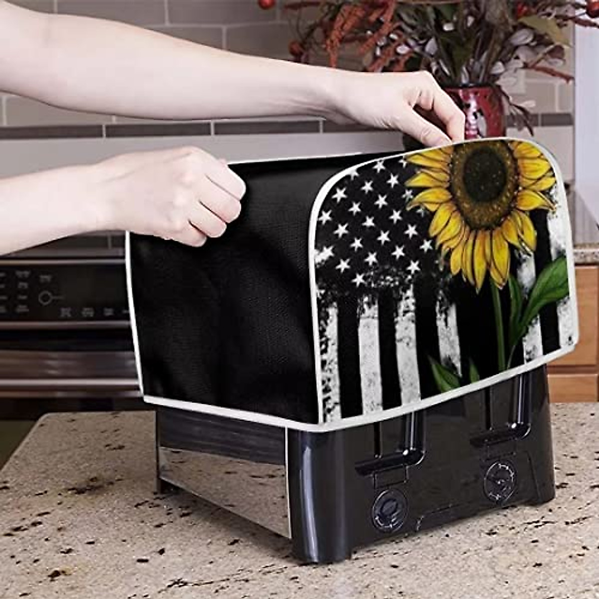 Yiekeluo Pink Floral Hummingbird Toaster Cover 2 Slice Bread Toaster Oven Dustproof Cover for Kitchen/Keep Toaster Free From Dust and Fingerprint