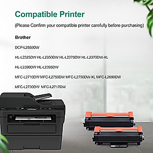 JMLCOLORS Compatible Brother TN760 Toner Replacement for High Yield TN-760 TN-730 TN760 TN730 Cartridges Work for DCP-L2550DW MFC-L2710DW HL-L2390DW HL-L2370DE MFC-L2750DW MFC-L2730DW Printer (2-Pack)