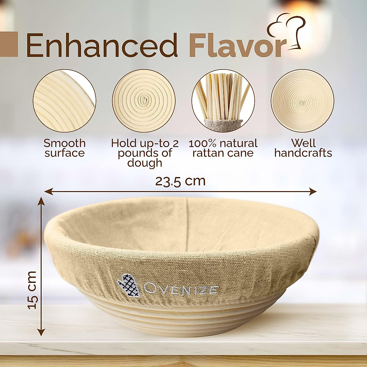 Banneton Bread Proofing Basket Set of 16, Bread Making kit for Sourdough | Made of 100% Organic, Odorless & Splinter Free Rattan, Proofing Bowls for Sourdough Bread, Proofing baskets (Premium Kit)