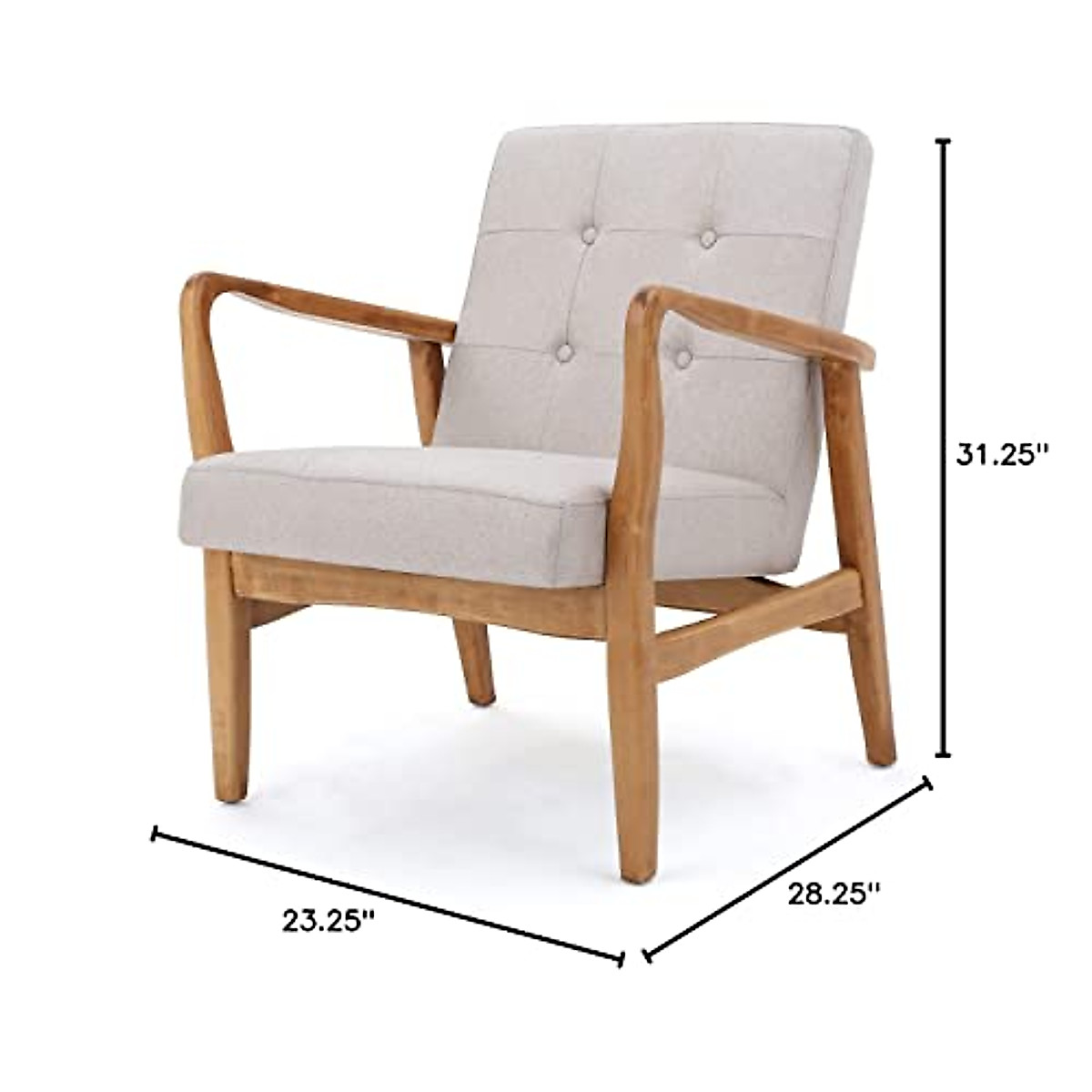 GDF Studio Conrad Medium Beige Fabric Mid Century Modern Club Chair