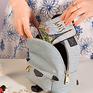 susiyo Stylish Pattern Paris Eiffel Tower Credit Card Wallet, RFID Blocking Compact Women Leather Card Holder Zipper Purse