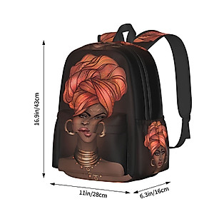 KiuLoam 17 Inch Backpack Elegant African Women Laptop Backpack Shoulder Bag School Bookbag Casual Daypack