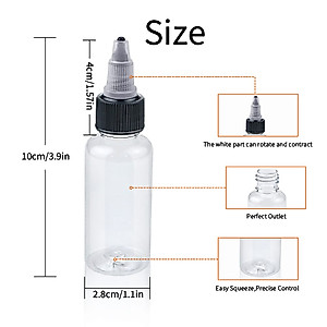 ISUSSER Pack of 40 PCS Clear Refillable Empty Plastic Squeeze Bottle with Black Twist Top Caps, 1oz/30ml