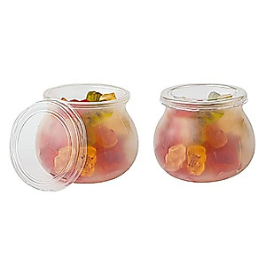 4 oz Clear Plastic Bulbous Candy Jar with Lid - with Lid - 2 1/2" x 2 1/2" x 2 1/2" - 100 count box - Restaurantware