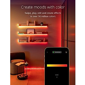 Twinkly Line Extension Kit 5ft, Magnetic and Adhesive Multicolor LED Strip, Pair It with Line Starter Kit, Compatible with Alexa, and Google Home, 16 M+ Colors, App Mapping, Black Wire