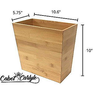 Bamboo Waste Basket | Waste Basket for Bathroom | Waste Basket for Office | Great Office Trash Cans for Near Desk | Bathroom Trash Can | Bedroom Trash Can | Trash Can Small Wastebasket Bamboo Decor (1, 10,6" x 5.75" x 10")