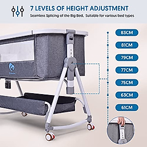 Bellababy Baby Bedside Sleeper, Bassinet for Safe Co-Sleeping, Storge Bag, Easy to Assemble, Easy Folding Portable Crib for Newborn/Infants