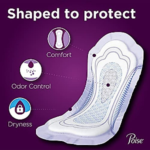 Poise Incontinence Pads for Women, Moderate Absorbency, Regular Length, 132 Count (2 Packs of 66) (Packaging May Vary)