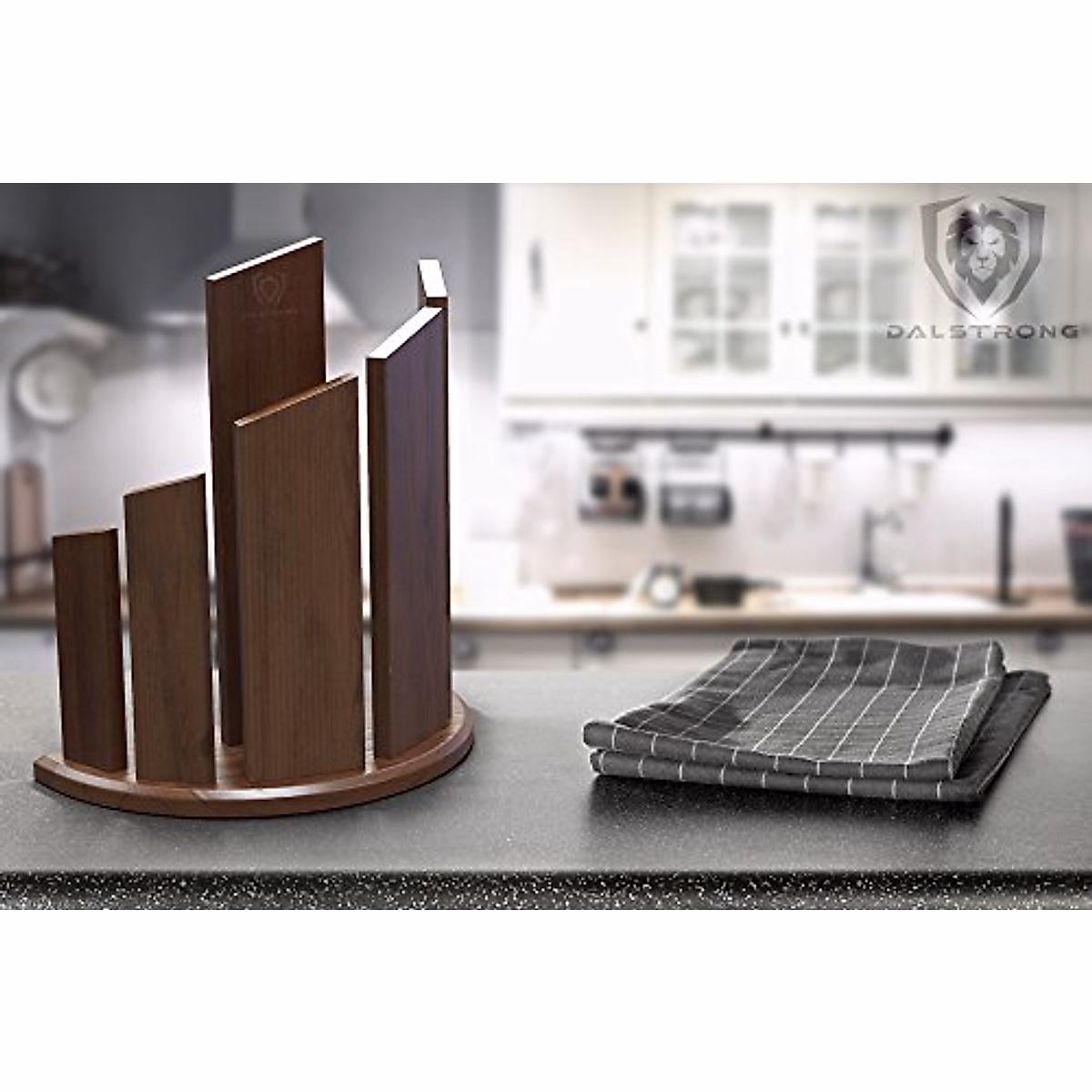 Dalstrong Magnetic Knife Block - Holds 12 Piece - 'Dragon Spire' - Premium Double-Sided Walnut Block Holder and Stand - Display Stand - Professional Kitchen Set