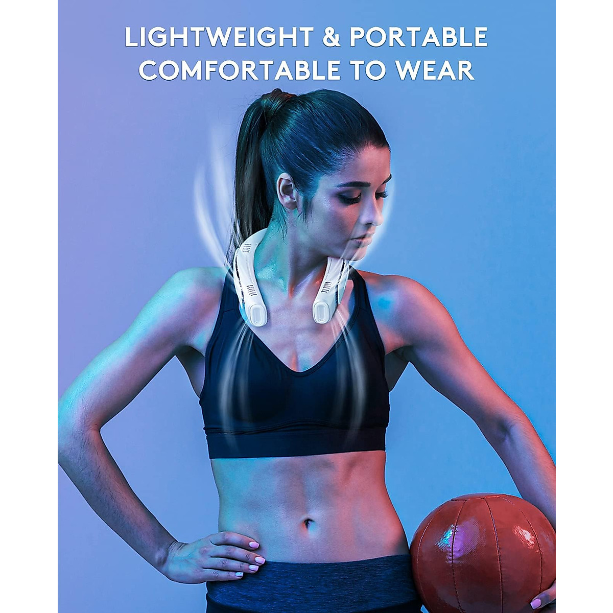 TADAFGIRL Neck Air Conditioner Portable, Kiddgo 5 Turbo Portable Neck Fan 3D Airflow Cooling Neck Fan,10000mAh Neck Fans Portable Rechargeable, 3 Speeds Wearable Air Conditioner Neck Cooler (White)