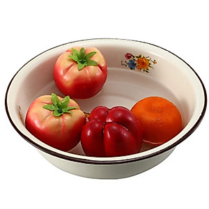 LSLY Bowl Printing Enamel Basin Enamel Tableware Enamels Pots Fruit Bowl Soup Wash Bowl 26cm