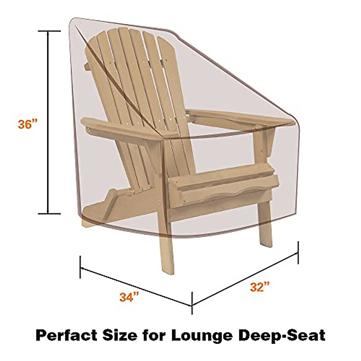 Vailge Patio Adirondack Chair Covers, Heavy Duty Patio Chair Cover, Waterproof Outdoor Lawn Patio Furniture Covers (Standard - 2 Pack, Beige & Brown)